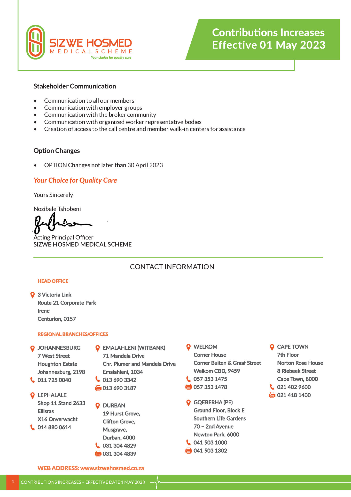 Sizwe Hosmed Mid Year Contributions Increases – Transparent Financial ...